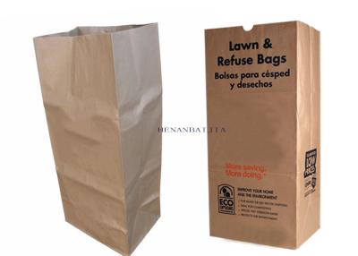China Large Brown 4ply Paper Lawn And Leaf Bags Poly Lined Wet Waste Paper Refuse Bags for sale