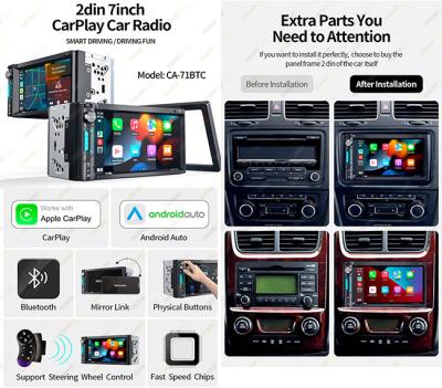 중국 카플레이 안드로이드 오토 7 컬러 버튼 라이트와 함께 토요타 7인치 MP5 라디오를 위한 유니버설 멀티미디어 자동차 플레이어 판매용