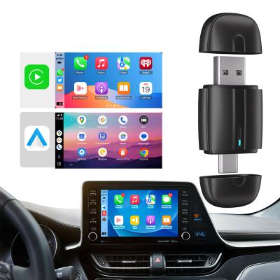 Китай Двойной интерфейс USB A Type C Mini Auto Dongle BT 5.0 2 в 1 беспроводный адаптер Carplay для Apple Android продается