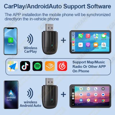 China Dual Interface USB A Tipo C Mini Auto Dongle BT 5.0 2 em 1 Wireless Carplay Adaptador Para Apple Android à venda