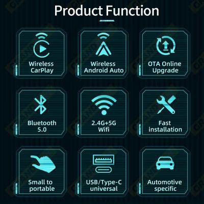 Cina 2-in-1 Mini USB Wireless Carplay Adapter supporta Carplay wired originale per la carplay wireless Android Auto Car Box in vendita