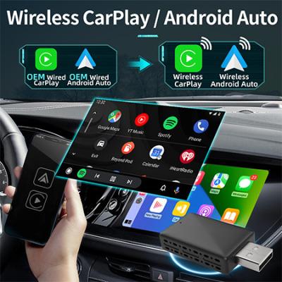중국 GRANDnavi 2 in 1 무선 CarPlay 어댑터 안드로이드 자동 무선 어댑터 와이파이 블루투스 플러그 앤 플레이 판매용