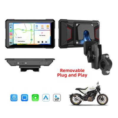 China Magnetic detachable model CarPlay portable motorcycle navigation screen 5 Inch IPS Touch Screen Motorcycle CarPLay Navigation Display Waterproof IP67 Bluet0oth Music Playback Quick Released for sale