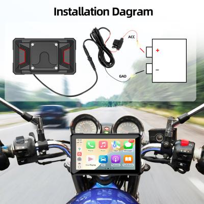 China Magnetic detachable model CarPlay portable motorcycle navigation screen 5 Inch IPS Touch Screen Motorcycle CarPLay Navigation Display Waterproof IP67 Bluet0oth Music Playback Quick Released for sale