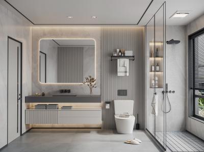 China Modern Bathroom Cabinets and Shower Room with Built-in Storage and Smart Home Integration for sale