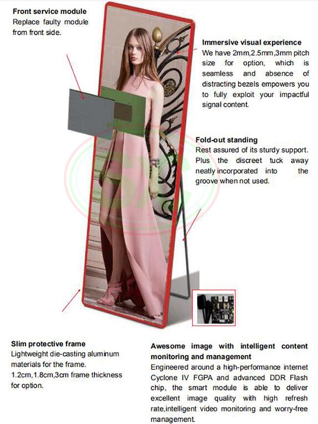 Ultra Thin Led Poster Board , 3mm Pitch Portable Poster Display 4cm Thickness