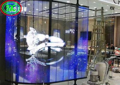 China p6.25 Soft Transparent Flexible Led Screen , SMD Glass Wall Screen Nova System for sale