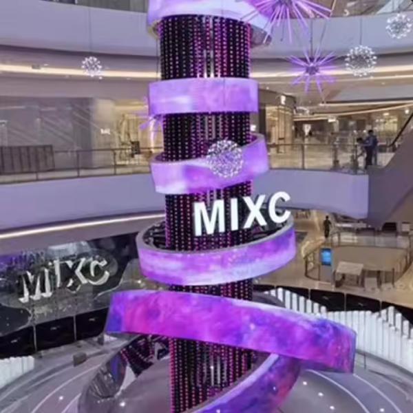 Exterior 360° cilindro LED Display Coluna Curva ecrã de publicidade cartaz