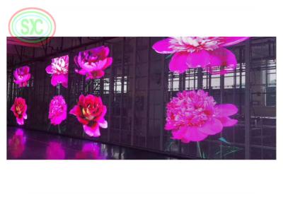 China Full Color SMD Transparent LED Curtain Display P3.91 for Window Advertising for sale