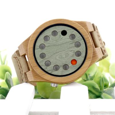 China New Brand Man Watch Fashion Vogue Genuine Leather Wooden Wrist Watch for sale