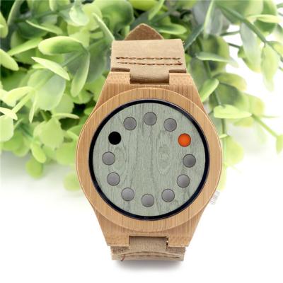 China Free gift box wooden wrist watch for fashion boys with real leather strap for sale