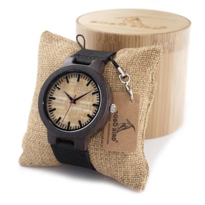 China Custom Own Logo Japan Movement Leather Bamboo Watch Wood for sale
