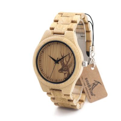 China All natural wood watch with metal buckle deer head style wrist watch for Christmas for sale