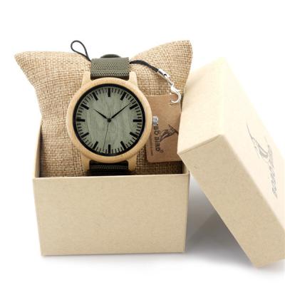 China Nylon band green wood dial men quartz wrist watches for sale