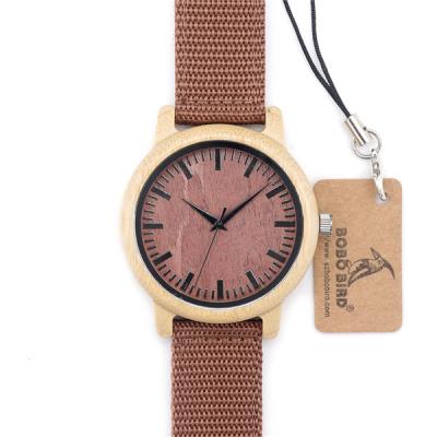 China Wooden case durable nylon band quartz watches for men for sale