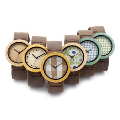 China Leather Strap Wholesale Fashion Wooden Cace Watches for sale