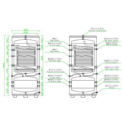 China 300L roestvrijstalen warmtepomp waterverwarmer voor wandmontage in buitenomgevingen Te koop