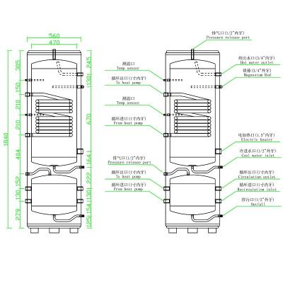 Cina Serbatoio dell'acqua per hotel 100L/150L Materiale di bobina rame / SS / alluminio indipendente / montato a parete in vendita