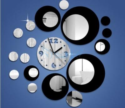 China Wholesal hot sale unique fashion wall mirror clocks 3d diy clocks watch for home decor for sale