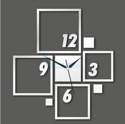 China 3D diy mirror wall clocks creative squares vintage bedroom wall art decor unique items for sale