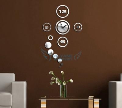China hot sale unique fashion wall mirror clocks 3d diy clocks watch for home decoration for sale