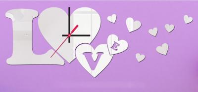 China wholesale 3d unique design love wall clock home decoration diy crystal vintage wall clocks for sale
