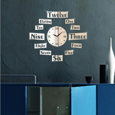 China Fashion silver wall clock diy crystal mirror vintage wall clocks PS mirror wall clock for sale