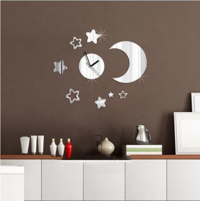 China star shaped wall clock wholesale wall clock silver wall clock plastic mirror wall clock for sale
