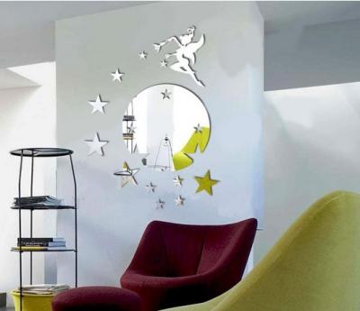 China Fashion Bedroom Decorations DIY Decorative Acrylic Star Shaped Mirror Angel Wall Stickers for sale