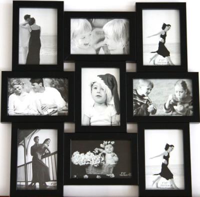 China Hot sale plastic photo frame black photo frame 9 opening photo frame home decoration for sale