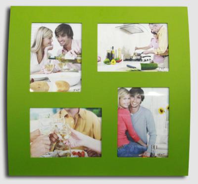 China wave shaped photo frame wood photo frame green photo frame multi picture photo frame for sale