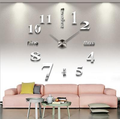 China Hot sale 3D Wall Clock Round Circle Wall Clock Silver Wall Clock Acrylic Wall Clock for sale