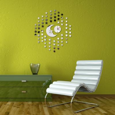 China Fashion new design five star shaped mirror wall clock wholesale for sale