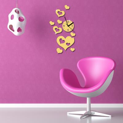 China heart shaped wall clock diy mirror wall sticker clock for sale
