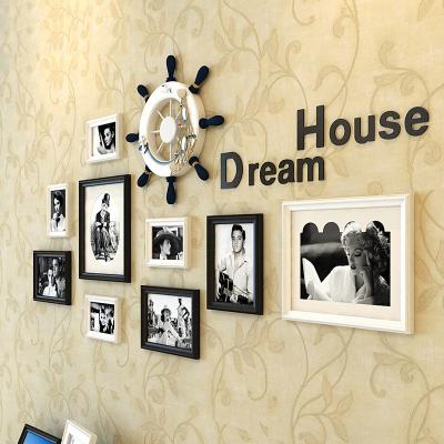 China Love photo frame wall picture wall decorative 10 pcs set wooden frames with acrylic rudde for sale