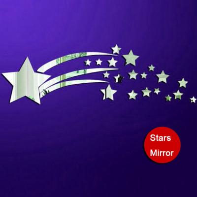 China stars PS wall decal,1MM thickness 3D mirror stickers,20 stars home decor kids bedroom for sale
