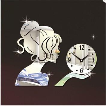 China Beautiful Fairy Wall Clock 3D DIY Frameless Sticker Adhesive Wall Clock Living Room Decor for sale