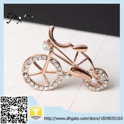 China Wholesale Lovely Gold Bicycle Brooch Pins Cute Womens Zinc Alloy Bike Brooches for sale