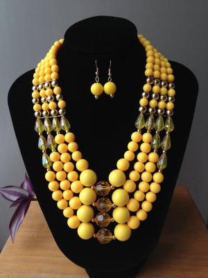 China Fashion Exporting designs fashionable four  layers acrylic/resin beads handmade jewelry set for sale