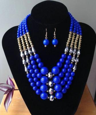 China Hot wholesale Fashion Exporting designs women  Four layers bead chain floral pendant symmetry necklace for sale