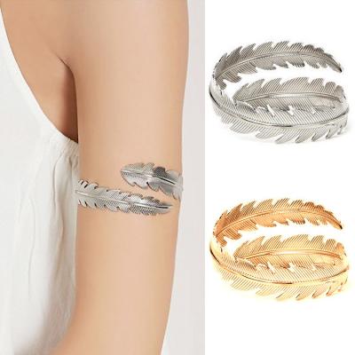 China New Fashion Bohemian Ethnic Upper Arm Bracelet Vintage Feather Open Bangle Bracelet For Women Armlet Arm Cuff for sale
