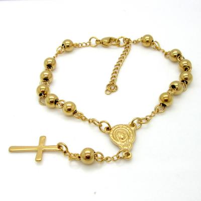 China Cross Design Couple Bracelets Trendy  Gold and Silver  Stainless Steel Link Chain Fashion Women Men Jewelry for sale