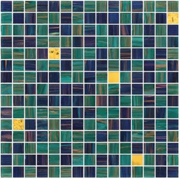 China Garden green color with gold line glass mosaic mix pattern paper and mesh for sale