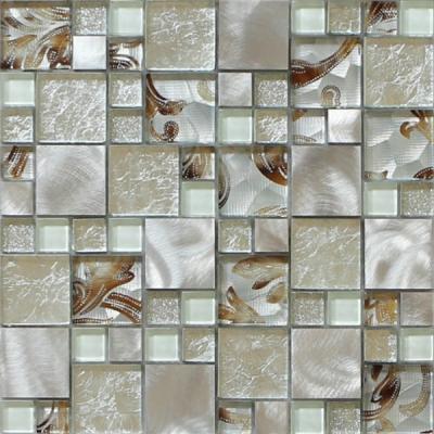 China Silver white glass mix metal mosaic tile pefert for hotel decoration for sale