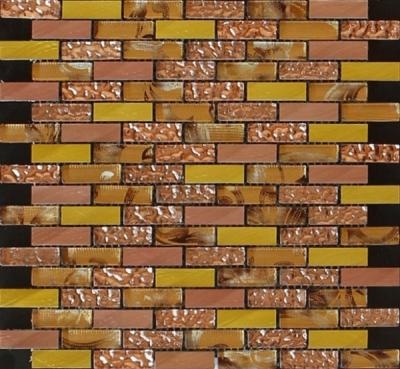 China Strip design waving surface glass mix metal mosaic puzzle pattern for sale