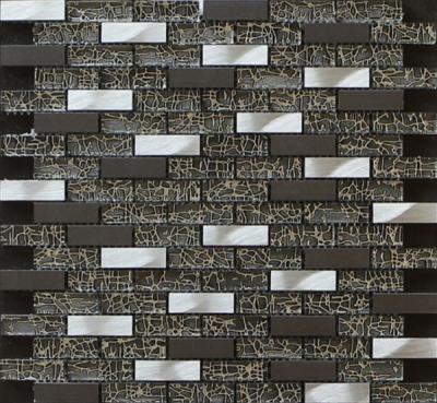 China Classical black and white glass mix metal mosaic puzzle pattern perfect for office for sale