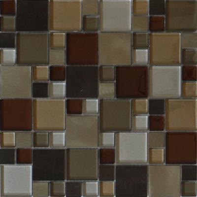 China Export quality crystal glass mix metal mosaic puzzle pattern for wall decoration for sale