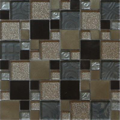 China Gliter with small piece crystal glass mix metal mosaic puzzle pattern for sale