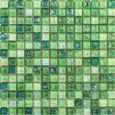 China Flesh green color water waving glass mosaic tile for your garden for sale