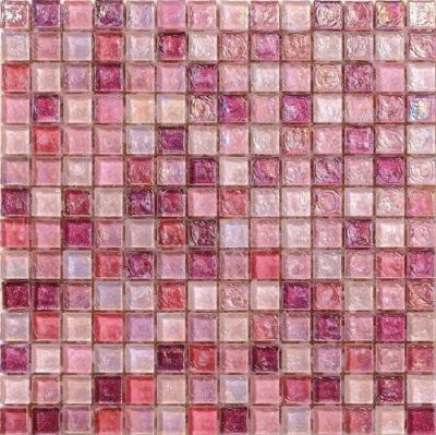 China Cute pink color water waving glass mosaic tile for girls' room for sale